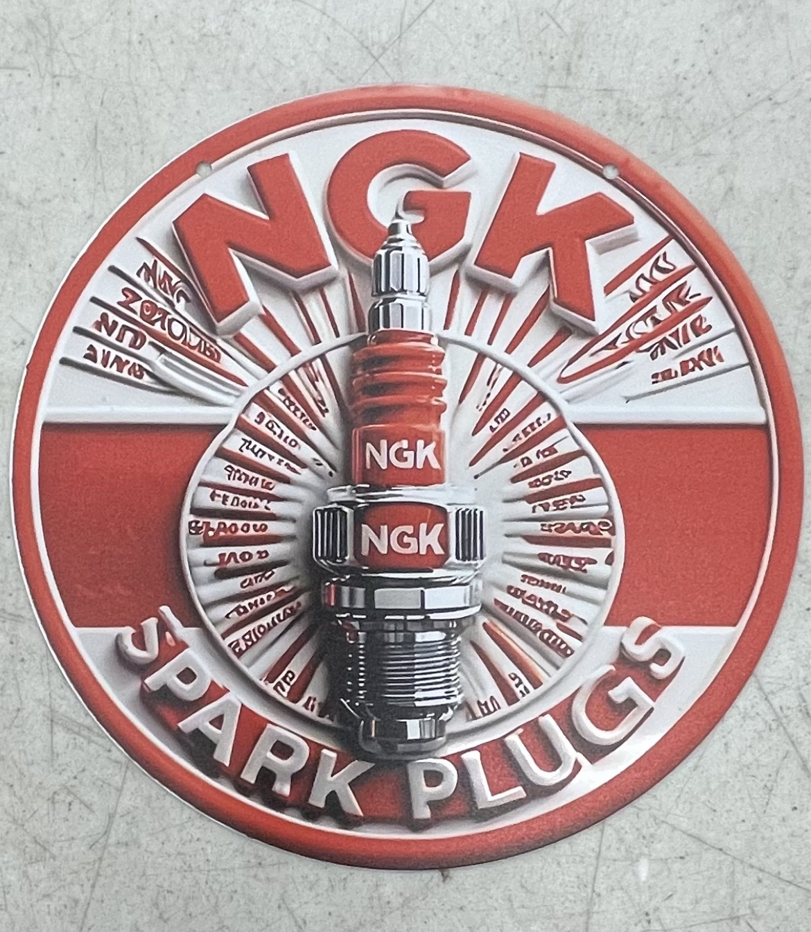 8" Round Aluminum NGK Spark Plug Sign - Hodaka-Parts.com